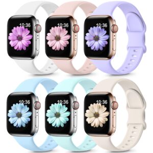 6 pack sport bands compatible with apple watch band 38mm 40mm 41mm 42mm 44mm 45mm 49mm,soft silicone waterproof strap for iwatch ultra2 series 9 ultra 8 7 6 5 4 3 2 1 se women men