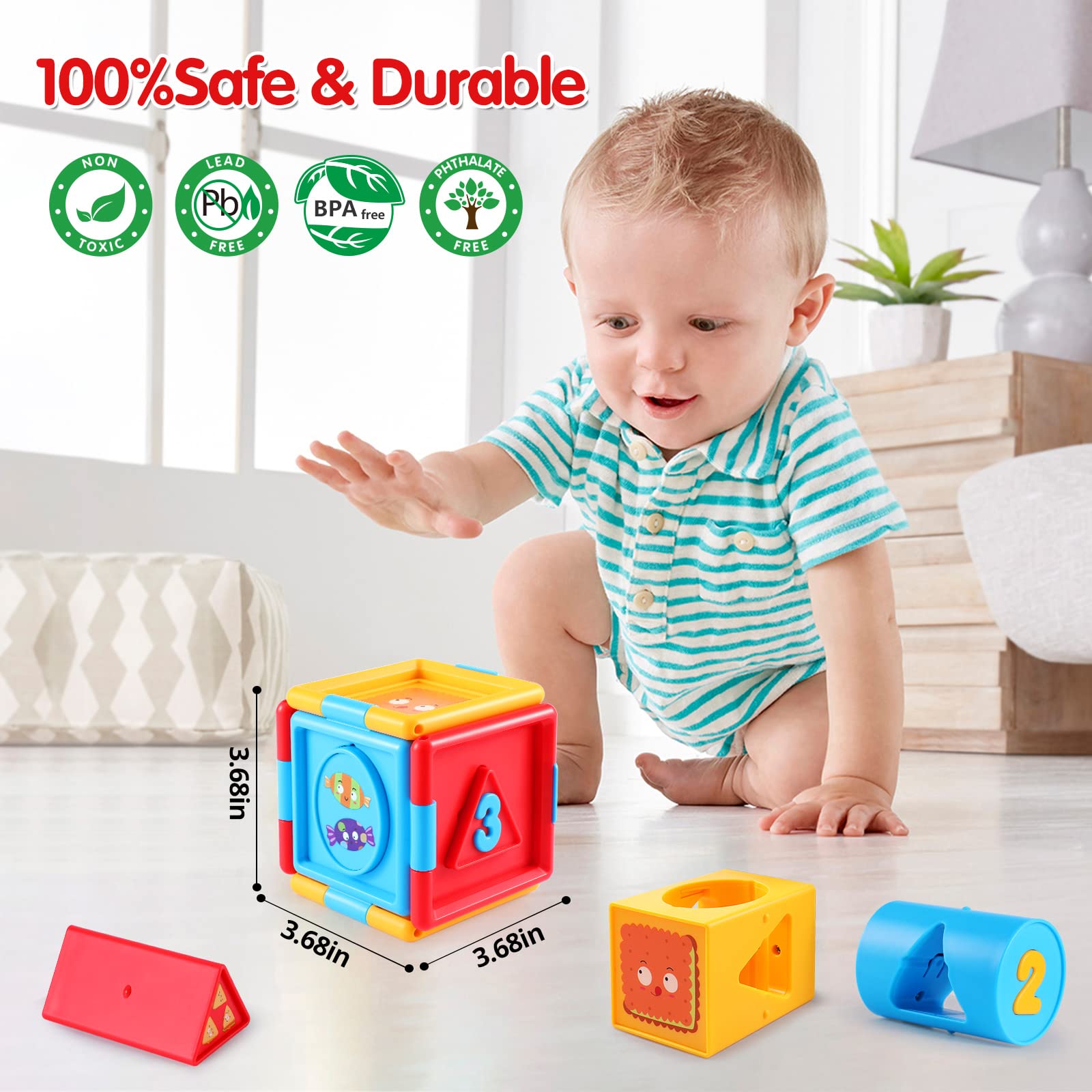 WITALENT Activity Cube Toys for 1 Year Old Boy Girl Baby Sorter Toy Montessori Toddler Toys Age 1-3 Developmental Learning Baby Toys 6-12-18 Months Christmas Birthday Gift for 1 2 3 Year Old