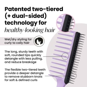 Tangle Teezer The Wide Tooth Comb for Curly Hair, Double-Sided Detangling Comb for All Hair Types, Wet and Dry Detangling, Lilac