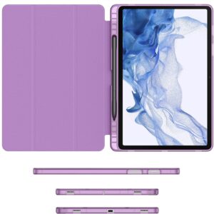 Soke Galaxy Tab S8+/S7 FE/S7 Plus 12.4 inch Case with S Pen Holder, Translucent Soft TPU Back Cover for Samsung Tab S8+ 2022/S7 FE 2021/S7 Plus 2020 [SM-X800/X806/T730/T736B/T970/T975],Violet