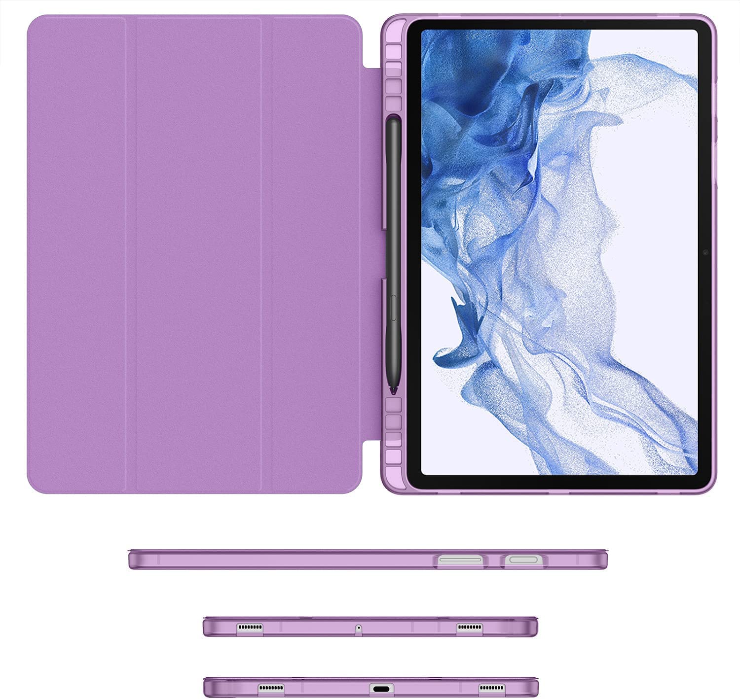 Soke Galaxy Tab S8+/S7 FE/S7 Plus 12.4 inch Case with S Pen Holder, Translucent Soft TPU Back Cover for Samsung Tab S8+ 2022/S7 FE 2021/S7 Plus 2020 [SM-X800/X806/T730/T736B/T970/T975],Violet