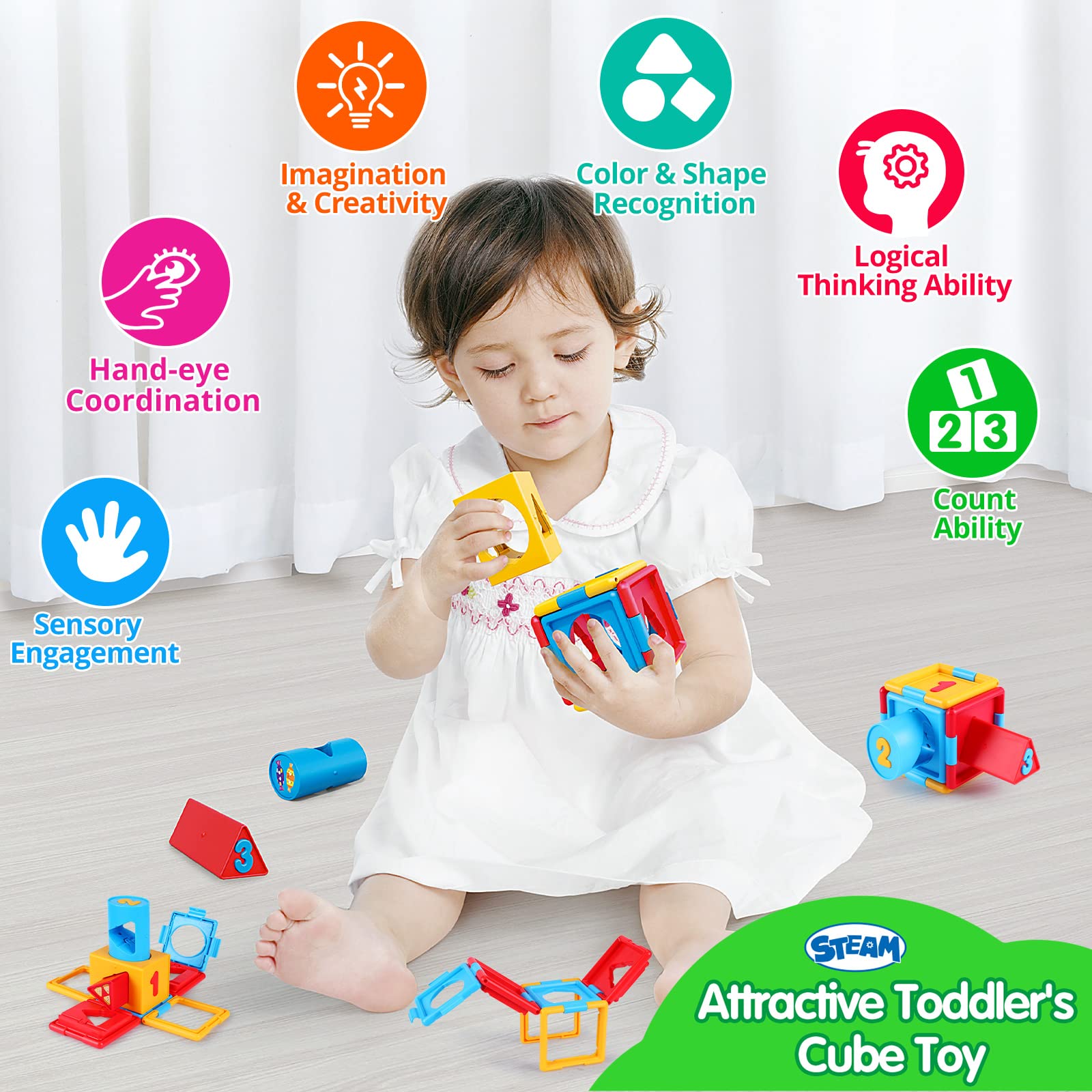 WITALENT Activity Cube Toys for 1 Year Old Boy Girl Baby Sorter Toy Montessori Toddler Toys Age 1-3 Developmental Learning Baby Toys 6-12-18 Months Christmas Birthday Gift for 1 2 3 Year Old