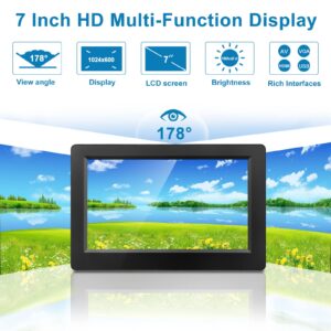 AUKUYEE 7 Inch Touch Screen 1024x600 IPS Monitor for Raspberry Pi 4 3 2B B RPi 1 B+ A+ PC Car with Speaker SC7K