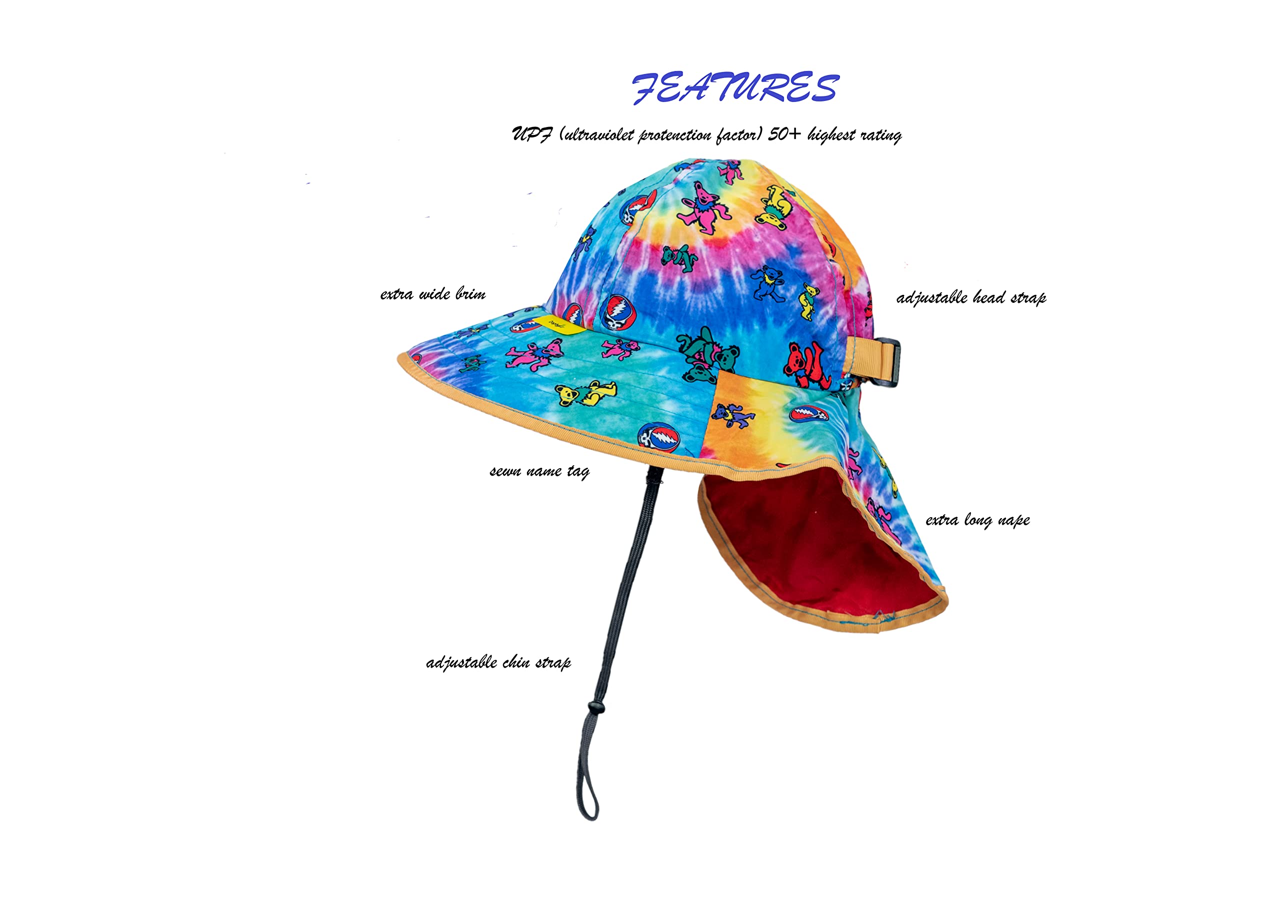 daphyls Baby Infant Toddler UPF 50+ Official Grateful Dead Sunhat Multi