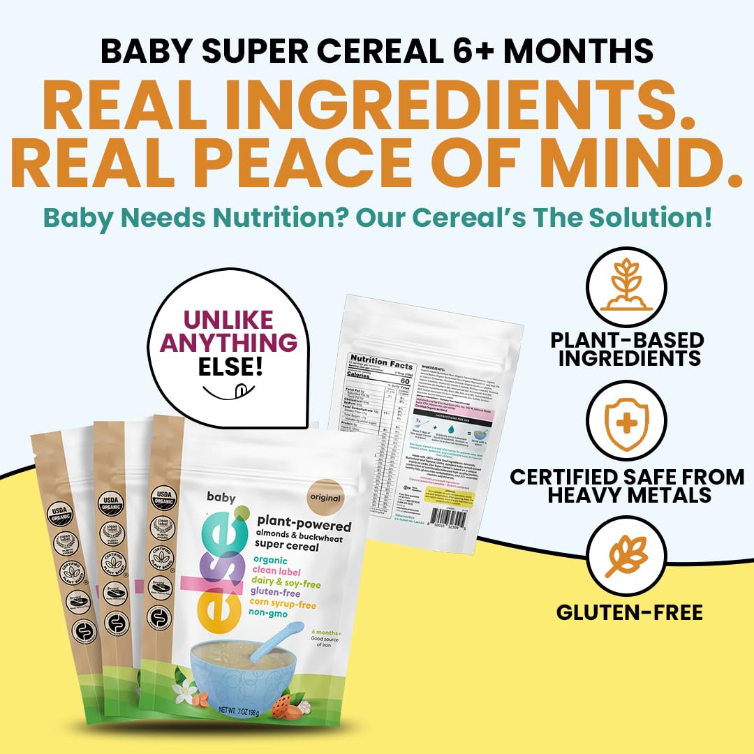 Else Nutrition Baby Cereal Stage 1 for 6 months+, Plant Protein, Organic, Whole foods, Vitamins and Minerals (Banana, 1 Pack)