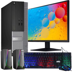 dell optiplex 7020 computer desktop pc, intel core i7, 8gb ram, 1tb hdd, mtg new 22 inch led monitor, rgb speaker and keyboard mouse, wifi, windows 10 pro (renewed)