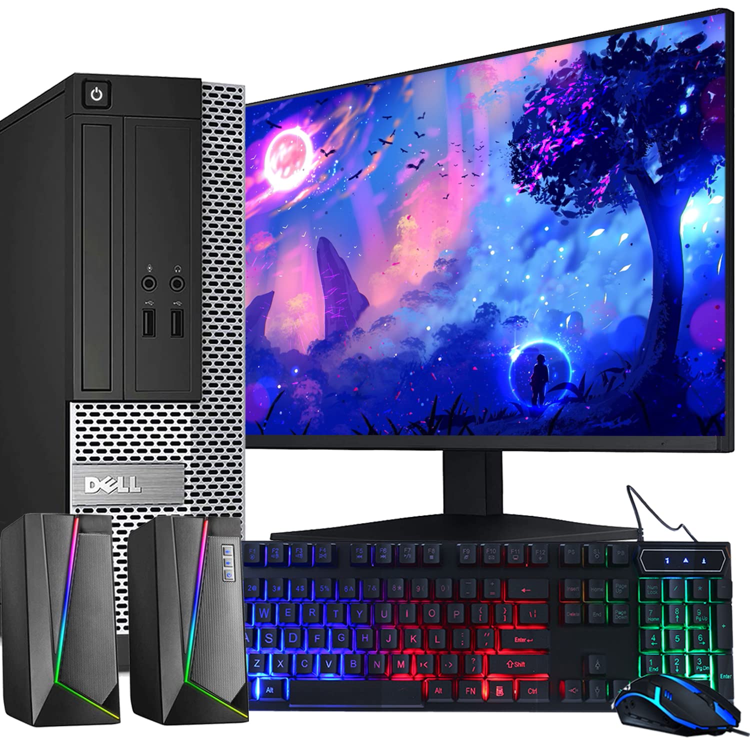 Dell OptiPlex 7010 Computer Desktop PC, Intel Core i7, 8GB RAM, 2TB HDD, MTG New 22 inch LED Monitor, RGB Speaker and Keyboard Mouse, WiFi, Windows 10 Pro (Renewed)