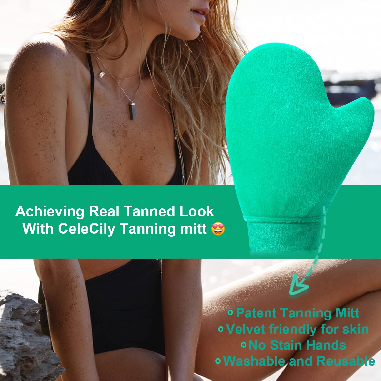 CeleCily Self Tanning Mitt Applicator Self Tanner Mitt Applicator Tanning Mitts Self Tanner Glove Self Tanning Glove For Self Tan Mitt Applicator Sunless Tanner Mitt Self Tanner Applicator Tanner Mit