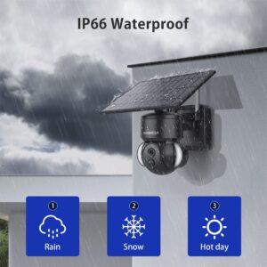 INQMEGA Solar Security Camera Outdoor, Security Cameras Wireless Outdoor,15000mAh Battery Solar Powered with 3MP Night Vision,Floodlight,2-Way Audio, PIR Motion Detection SD&Cloud(Black)