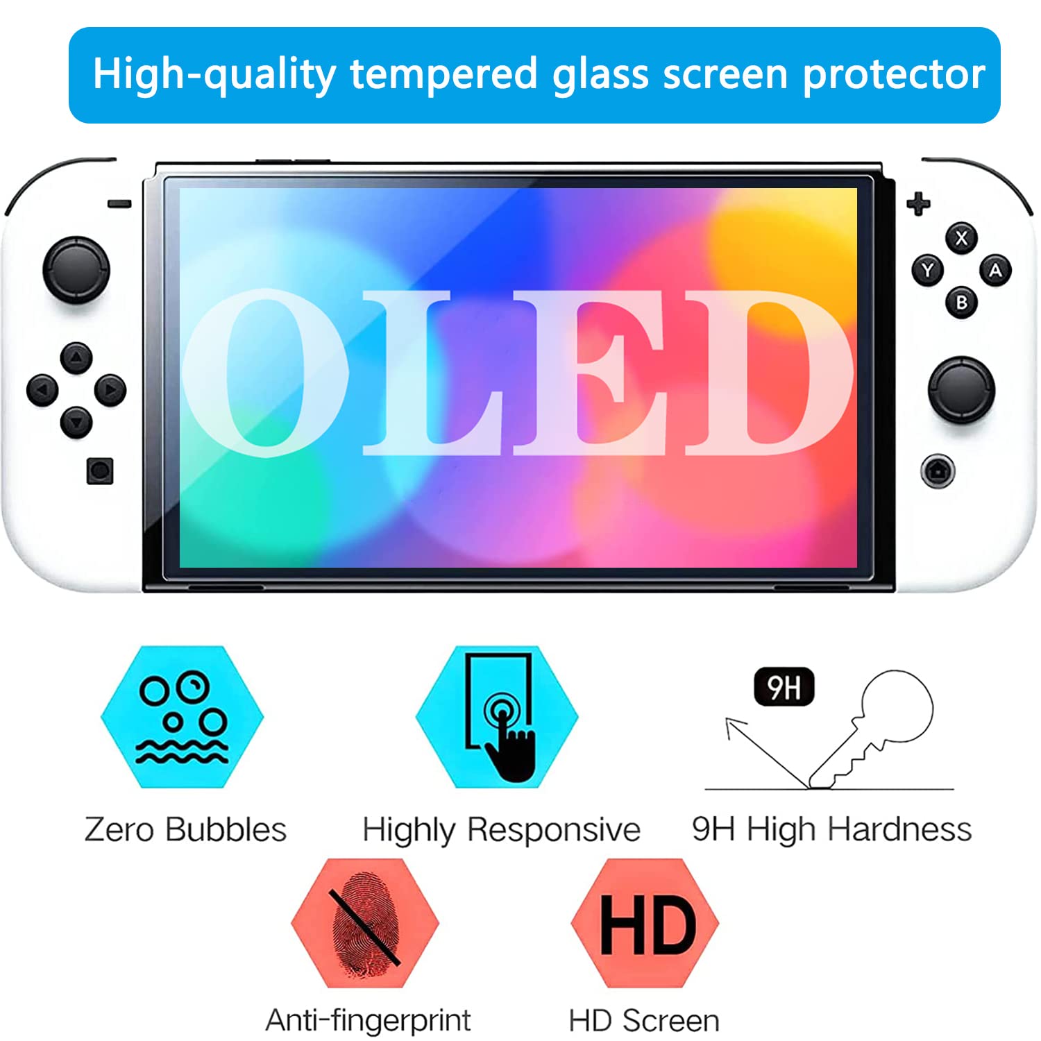 OLDZHU Dockable Pink Case Compatible with Nintendo Switch OLED Model 2021,Ultra-Slim Hard Protective Case Cover for Nintendo Switch OLED with Glass Screen Protector and 4 Pack Thumb Caps