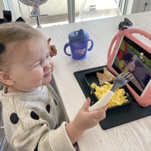 Media Mat - Silicone Food Placemat with Built-in Tablet/Phone/Media Stand for Kids, Toddler, Baby (Charcoal) Dishwasher Safe, Easy to Clean