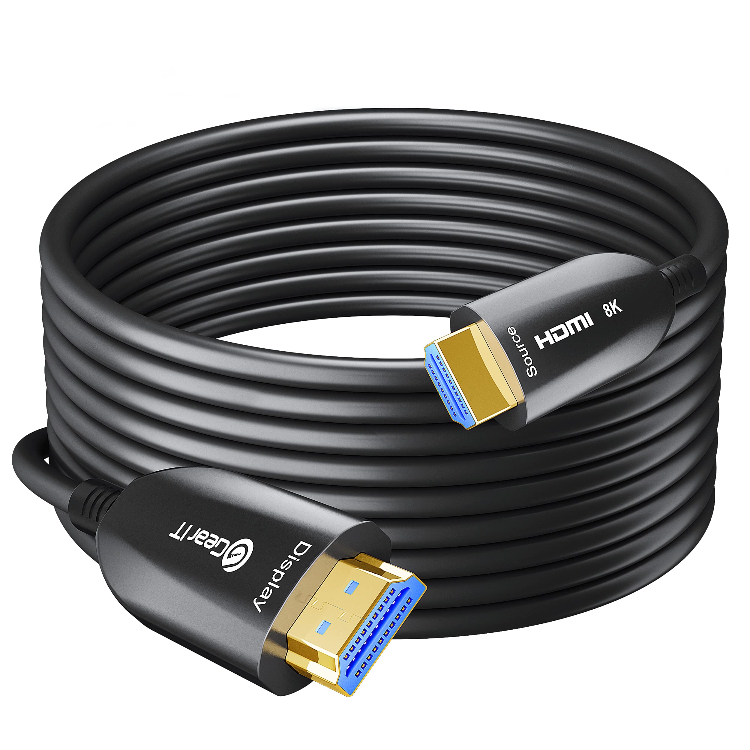 GearIT 8K HDMI Cable Fiber Optic HDMI 2.1 (50ft) Ultra High Speed 48Gbps, Supports 8K@60Hz, 4K@120Hz, Dynamic HDR, eARC, Compatible RTX3090, Xbox Series X, PS5, UHD SUHD TV, 50 Feet / 15.24 Meter