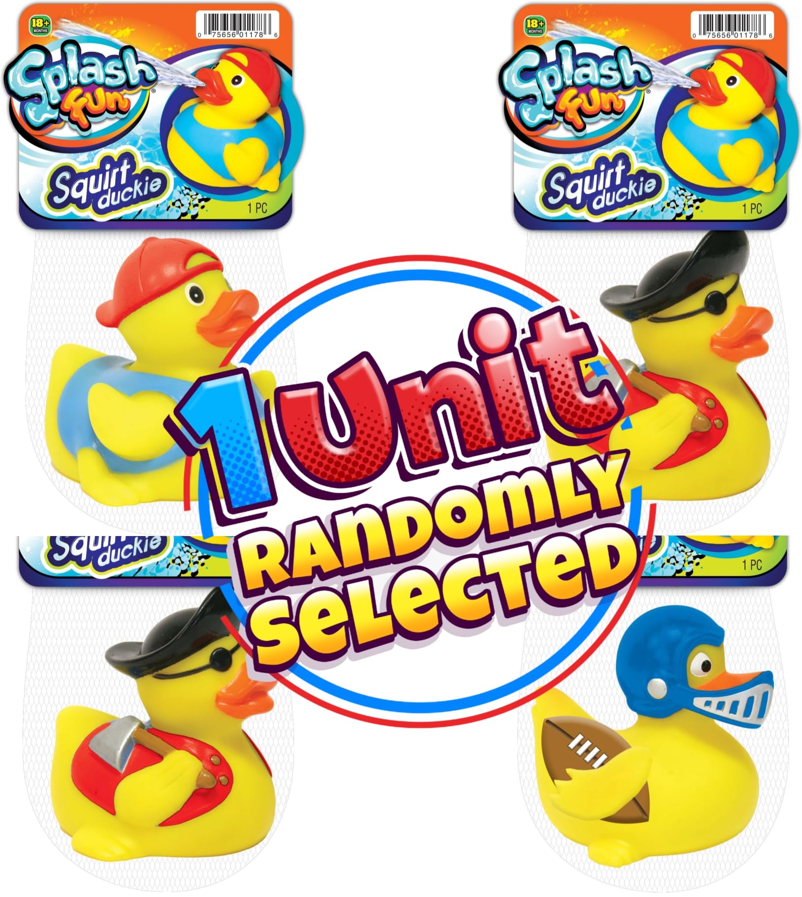 JA-RU Water Squirt Rubber Ducks (1 Duck Assorted) Fun Toddlers Baby Bath Tub Pool Toy 3" Rubber Duckies for Kids, Sensory Play, Stress Relief, Stocking Stuffers Supply in Bulk. 1178-1