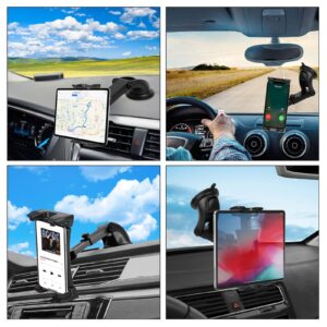 Car Dashboard & Windshield Tablet Mount Holder, 360° Rotation Window Dash Stand for iPad Pro 12.9/11/10.5/9.7/Air/Mini, Samsung Galaxy Tab, 4.7-12.9" Tablets & Phone, TPU Suction Cup Sticky Gel & Pad