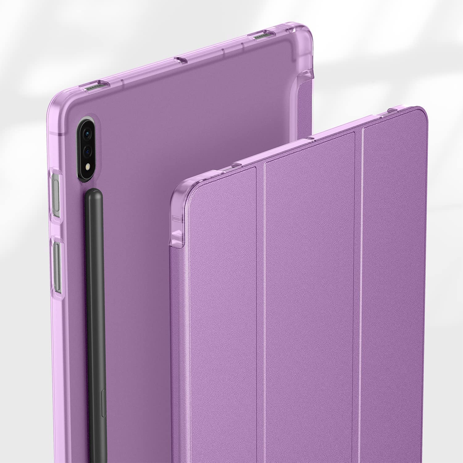 Soke Galaxy Tab S8+/S7 FE/S7 Plus 12.4 inch Case with S Pen Holder, Translucent Soft TPU Back Cover for Samsung Tab S8+ 2022/S7 FE 2021/S7 Plus 2020 [SM-X800/X806/T730/T736B/T970/T975],Violet