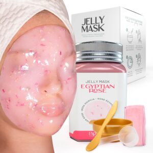 brÜun peel-off egyptian rose jelly mask for face care – a 23 fl oz rubber mask jar for 30 to 35 treatments – a skin care moisturizing gel mask of spa set for men, women and adults