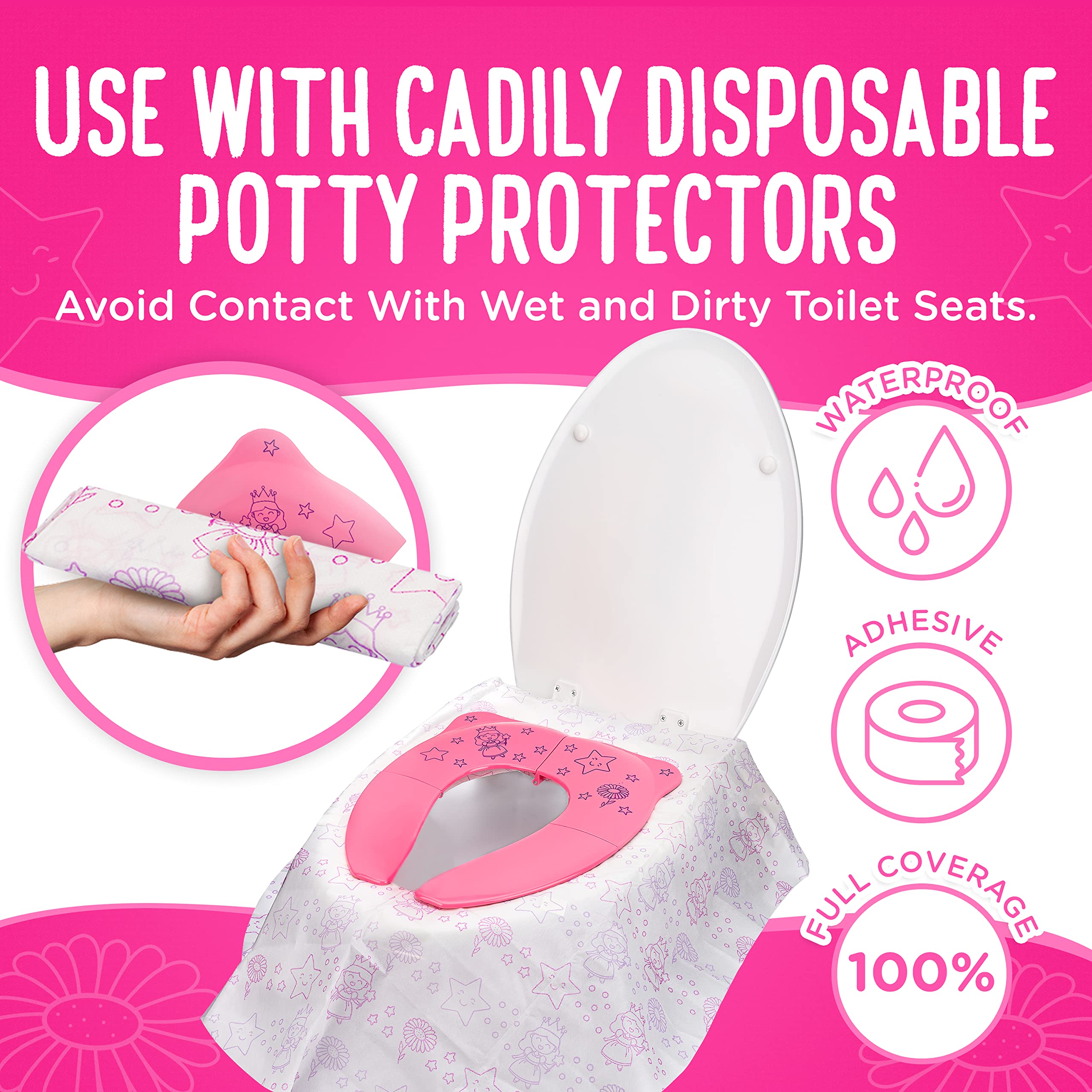 Cadily Princess Foldable Potty Training Seat. Travel Potty Seat for Toddlers. Portable Potty Seat for Toddler Travel. Baby Potty Training Toilet Seat. Kids Toilet Seat Travel Potty.Toddler Toilet Seat