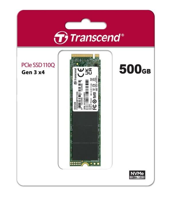 Transcend 500GB PCIe SSD M.2 (2280) NVMe PCIe Gen3x4 TS500GMTE110Q