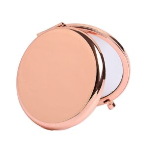 oaiqiy Compact Mirror, Handheld 2.75 inches Travel Makeup Mirror, 1X/2X Magnifying Round Pocket Makeup Mirror(Rose Gold)