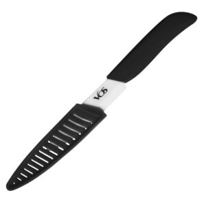 vos ceramic paring knife - ceramic knife 4 inch zirconia blade with sheath cover - handle fruit and vegetables kitchen knife (black)