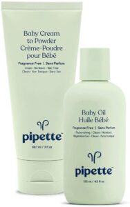 pipette baby cream to powder baby oil bundle - keep baby's skin happy with renewable plant-derived squalane, fragrance free