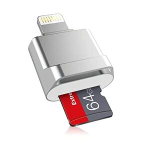 apple mfi certified lightning to micro sd card reader for iphone, ipad - supports ios 13, exfat & fat32