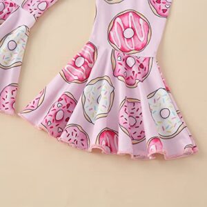 Baby Girls Birthday Outfit Sweet One/Two Donut Bell Bottom Pants Headband Set (Two Sweet Pink 2, 18-24M)