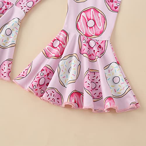 Baby Girls Birthday Outfit Sweet One/Two Donut Bell Bottom Pants Headband Set (Two Sweet Pink 2, 18-24M)