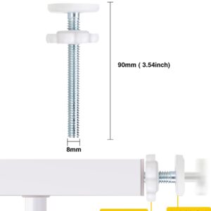 4 Pack Baby Gate Threaded Spindle Rod 8MM(M8), Replacement Screw Bolts Hardware Parts Kit for Pet & Dog Pressure Mounted Safety Door & Stair Gates (a White)