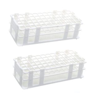 p-abc 2pack plastic test tube rack, laboratory test tube rack, 60 holes, for 16mm test tubes, white, removable (60 holes, white)