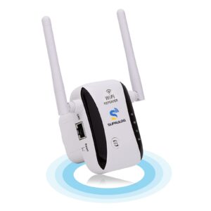 supalilog wifi extender,wifi signal booster,up to 2640sq.ft,2 antennas,2.4ghz 300mbps,range extender,wireless repeater,long range amplifier,360° full coverage with ethernet port and access point