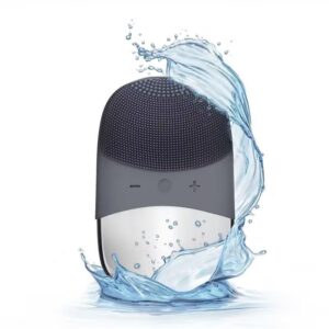 silicone face scrubber, siwiey ipx7 waterproof sonic facial cleansing brush, usb rechargeable sonic massage face brush for deep cleansing, gentle exfoliating and massaging (grey)