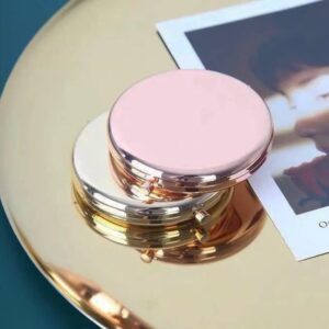 oaiqiy Compact Mirror, Handheld 2.75 inches Travel Makeup Mirror, 1X/2X Magnifying Round Pocket Makeup Mirror(Rose Gold)