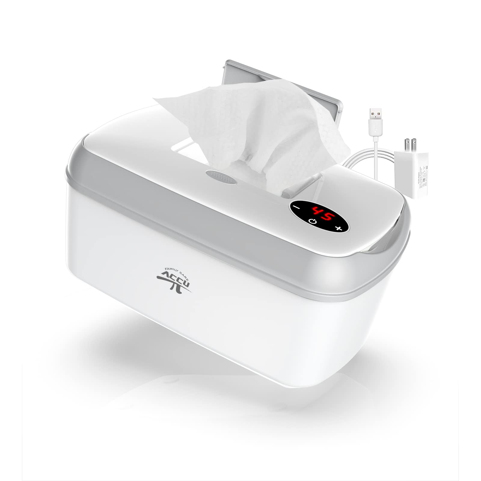 Wipe Warmer Baby Wet Wipes Dispenser : High Capacity LED Display Silent Heating - Wipes Diaper Warmer with Adapter for Baby Infant