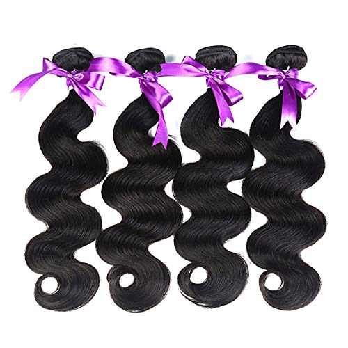 Hair Extensions, Wigs & Accessories Malaysian Body Wave Hair 4 Pcs Human Hair Bundles Non Remy Hair Extention Natural Black Body Hair Wig for Women (Length : 20 20 22 22)