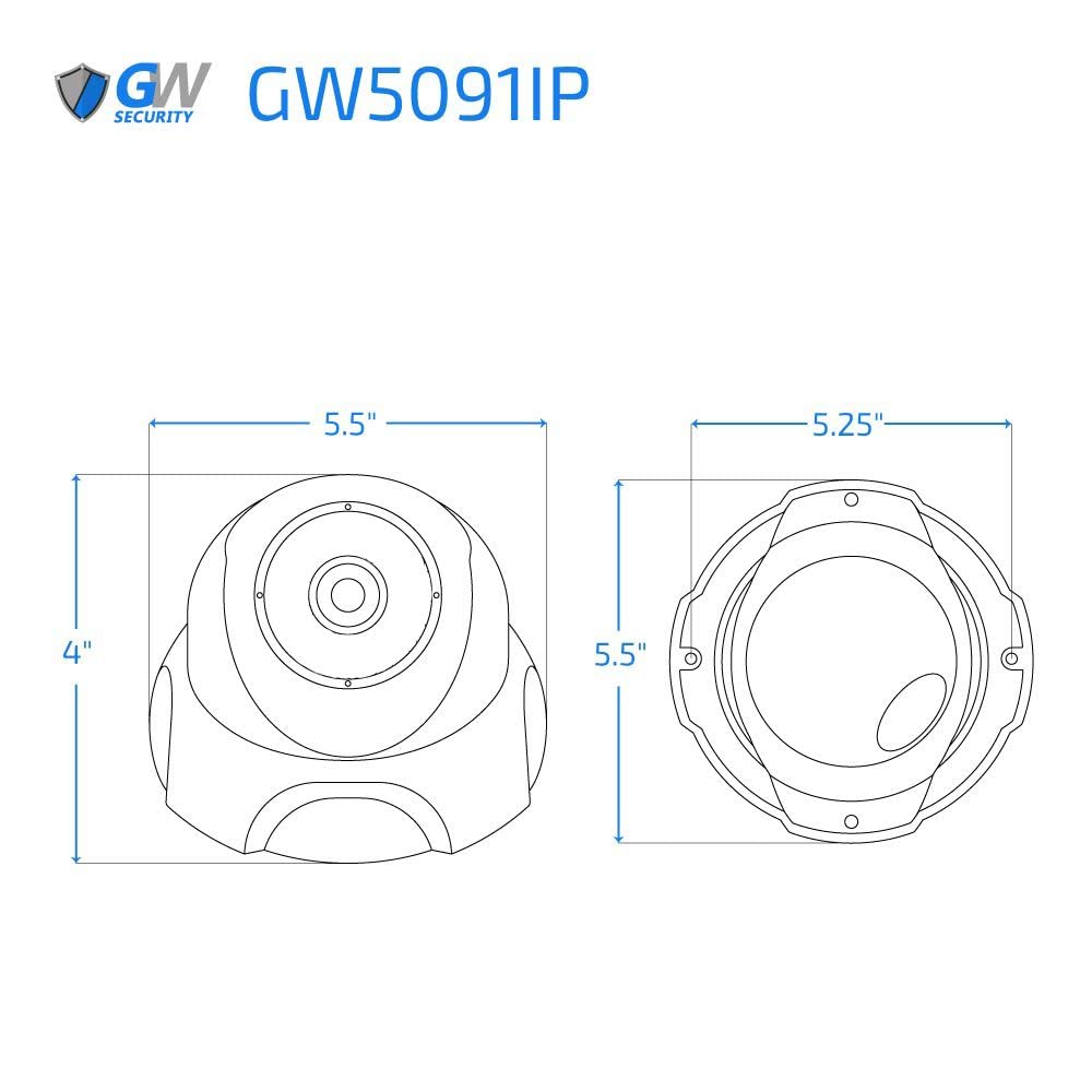 GW Security 5MP IP PoE Outdoor Indoor Microphone Dome Security Camera (GW5091IP)