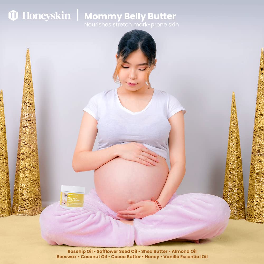 Honeyskin Belly Butter for Pregnant Women - Skin Repair & Deep Stretch Mark Removal - Massage Cream Hydro Boost Moisturizer with Shea Butter Oil - Pregnancy Stretch Mark Prevention & Treatment (4oz)