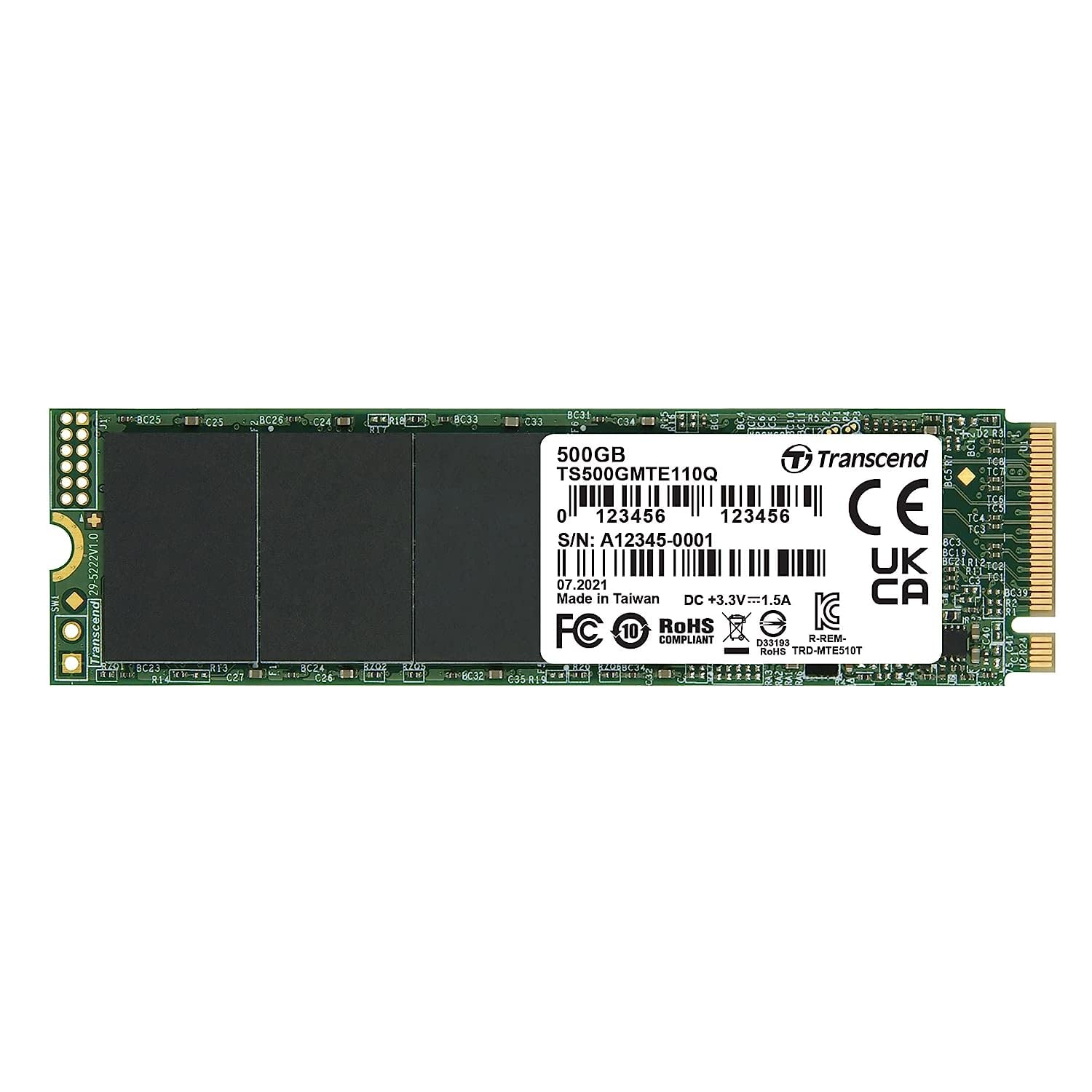 Transcend 500GB PCIe SSD M.2 (2280) NVMe PCIe Gen3x4 TS500GMTE110Q