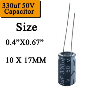 20pcs 330uF 50V Capacitor,10X17MM Electrolytic Capacitors 50V,330uf Capacitor Aluminum Industrial Electrical Capacitors for DIY Soldering Electronic Projects