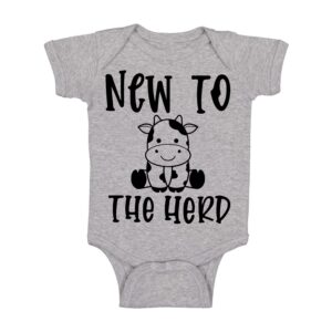 belle homie new to the herd - funny baby essentials bodysuit - cute baby girl clothes newborn boy outfit (newborn, sports grey)