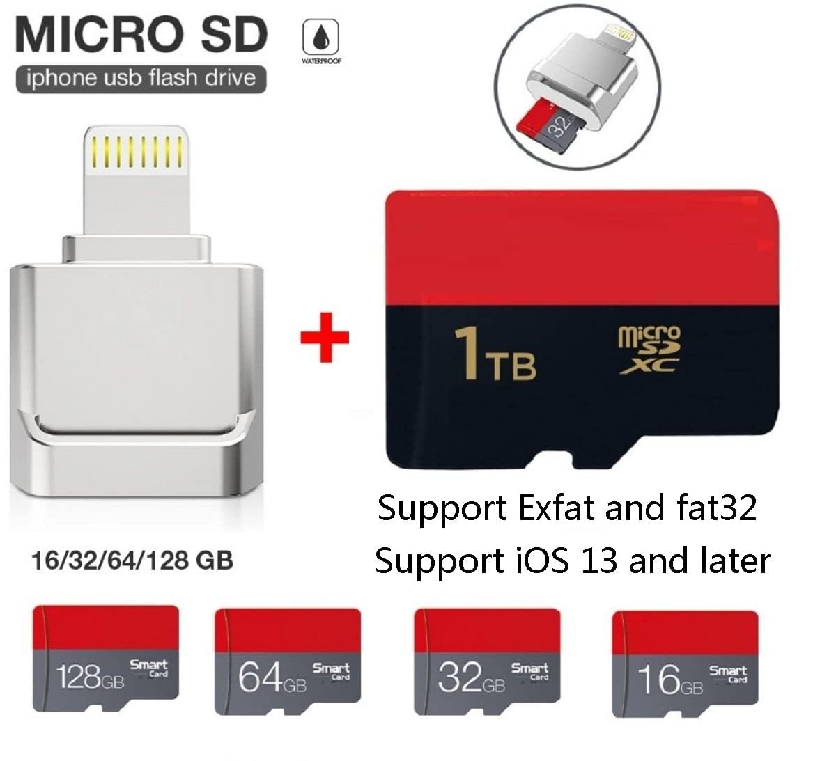 Apple MFi Certified Lightning to Micro SD Card Reader for iPhone, iPad - Supports iOS 13, exFAT & FAT32