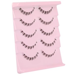 Ruairie False Eyelashes Bottom Lashes Strip with Clear Band 5 Pairs Lower Fake Eyelashes Natural Look Cosplay Eye Lashes Pack Wispy Natural False Lashes