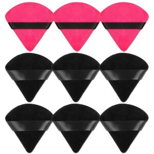 9 pieces triangle powder puff super soft face triangle makeup puff for face body loose powder cosmetic foundation makeup tools for women girls gift(black, red)