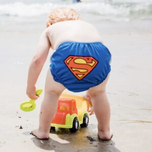 Simple Being Adjustable Snap Reusable Swim Diaper, Double Gusset (DC Superman 18 Months)