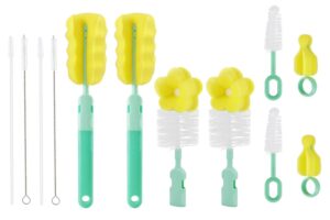 6 pack baby feeding bottle brush and nipple cleaner with hook kids water bottle brush set long handle narrow neck glass bottle kitchen washing straw cleaning brush (6 pack * 2)