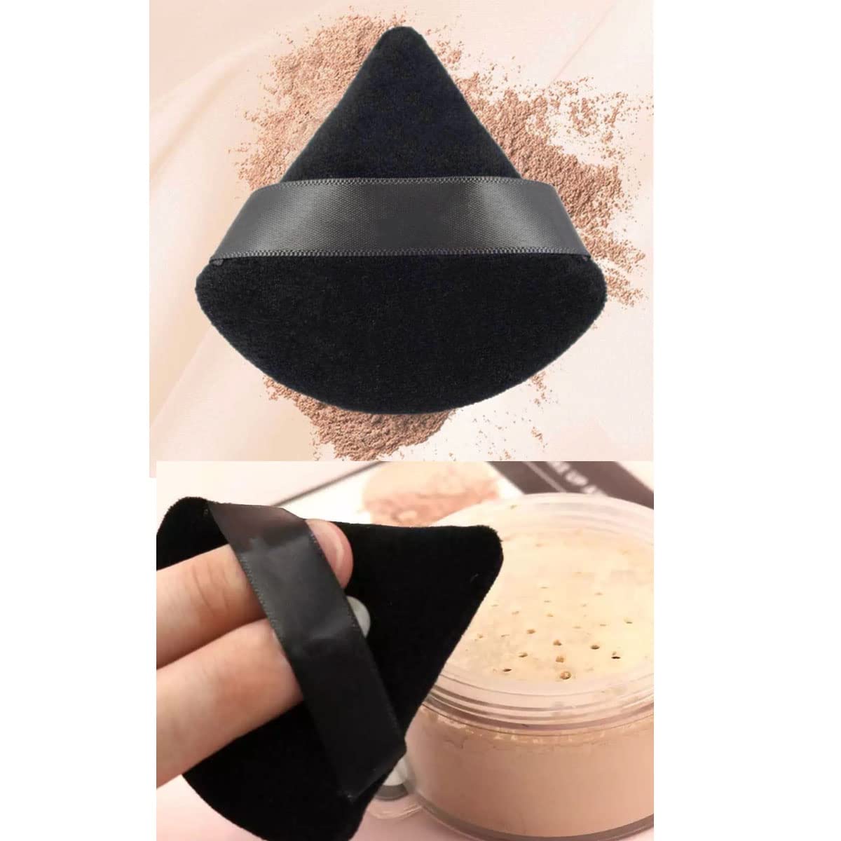 9 Pieces Triangle Powder Puff Super Soft Face Triangle Makeup Puff for Face Body Loose Powder Cosmetic Foundation Makeup Tools for Women Girls Gift(Black, Red)