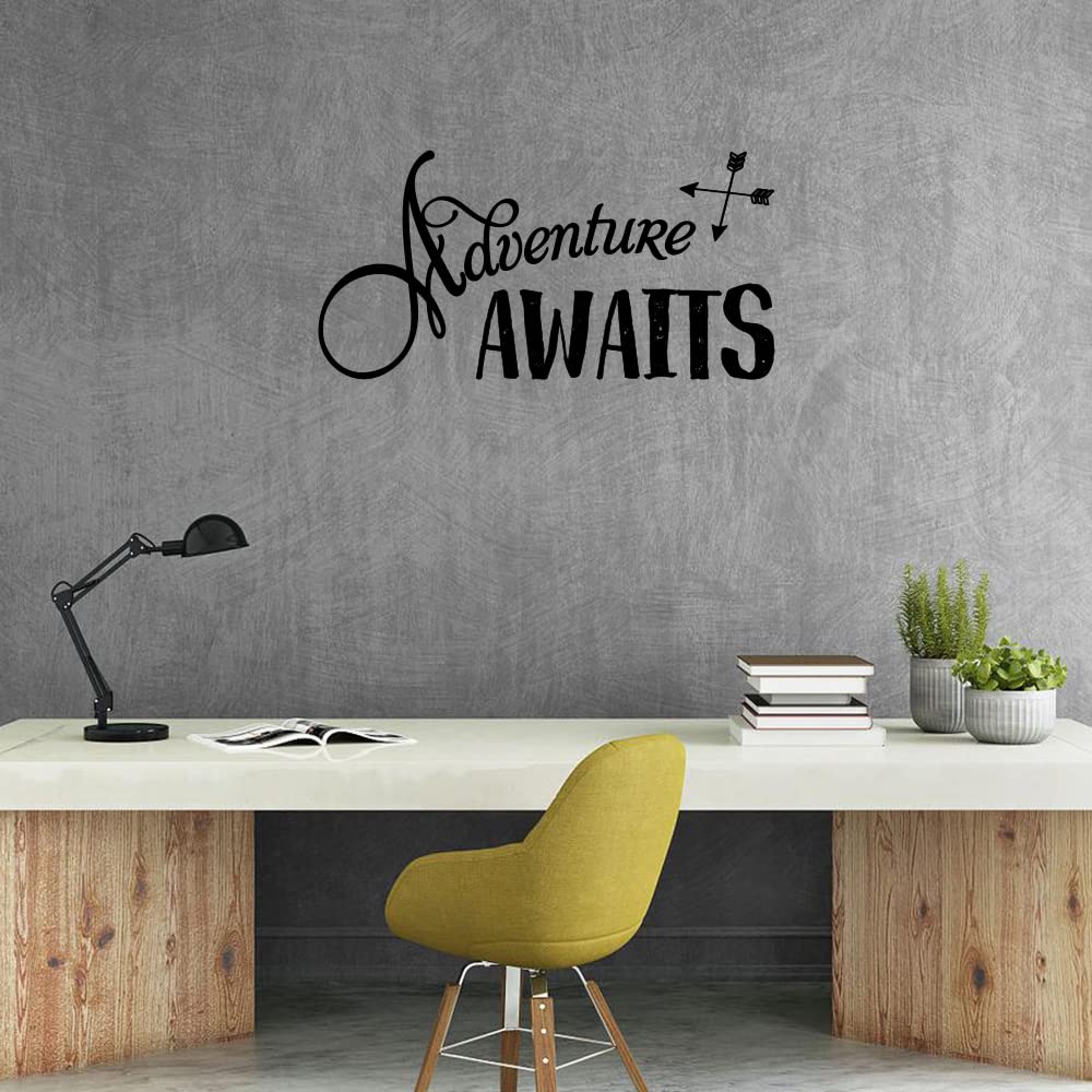 Inspirational Wall Stickers Quotes" Adventure Awaits" Positive Motivational Removable Vinyl Wall Decal Living Room Bedroom Nursery Room Home Decor