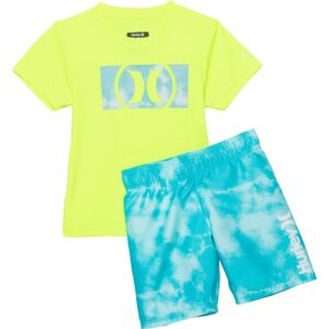 hurley baby boys' swim suit 2-piece set (6, aurora green)