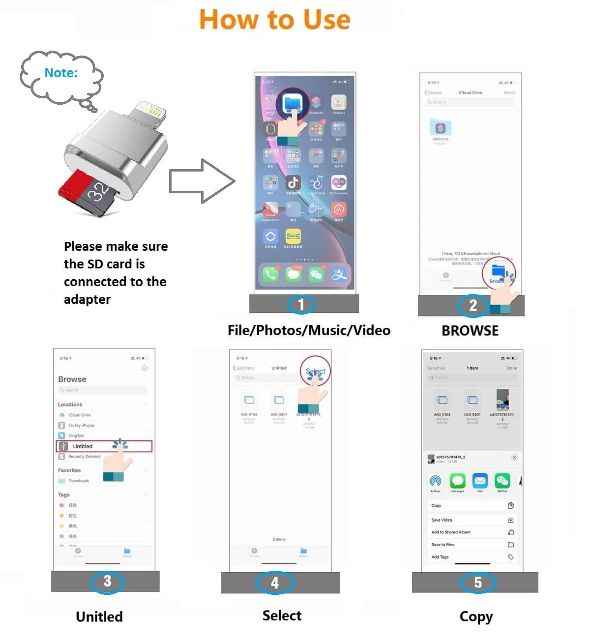 Apple MFi Certified Lightning to Micro SD Card Reader for iPhone, iPad - Supports iOS 13, exFAT & FAT32