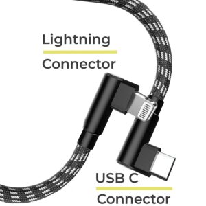 AGOZ 6 Inch USB C to Lightning Cable 90 Degree Right Angle for DJI Mavic 3, Mini 2,Air 2S, Mavic Air 2, HeavyDuty Braided, Accessories Remote Controller Extension Cord - USB C to iPhone Connector